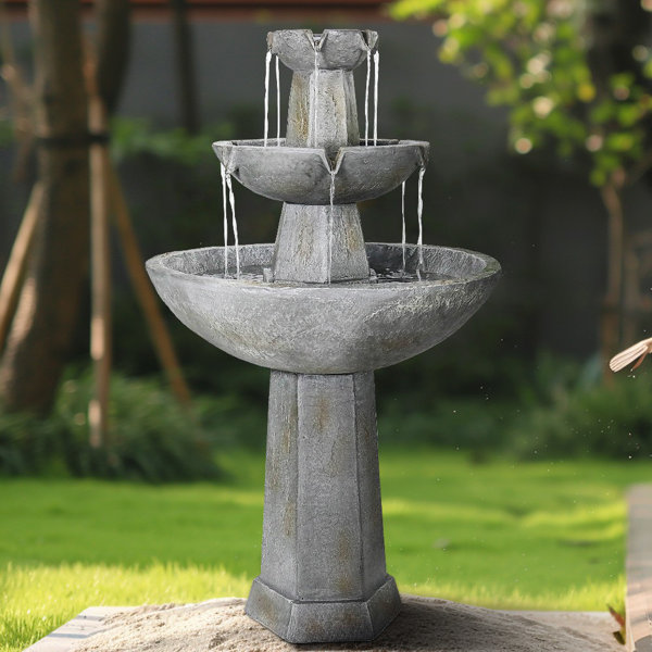SunJet 43.3" Tall 3-Tier Modern Concrete Outdoor Fountain | Wayfair
